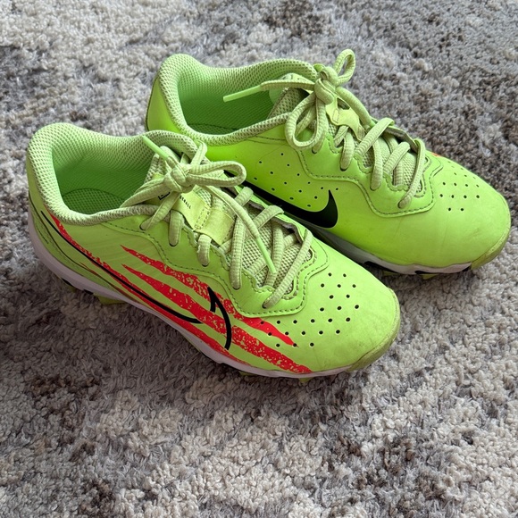 Nike | Shoes | Nike Kids Neon Green Baseball Cleats With Red Accents ...